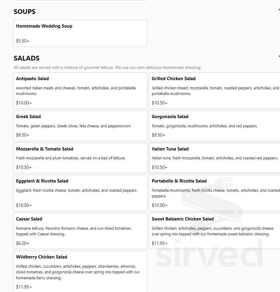 Tuscan Cafe menu in Pittsburgh, Pennsylvania, USA