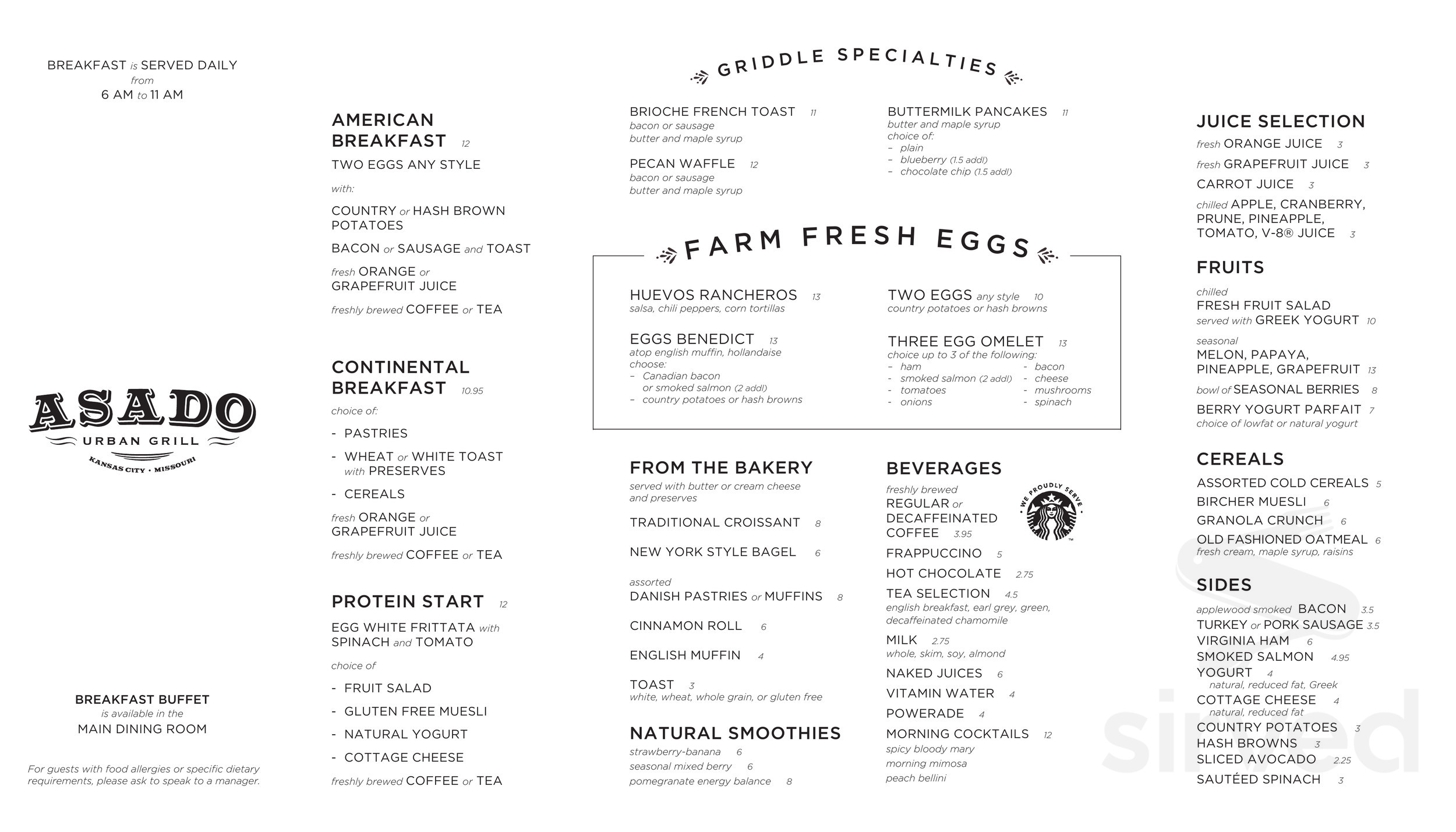 Asado Urban Grill and Lounge menu in Kansas City, Missouri, USA