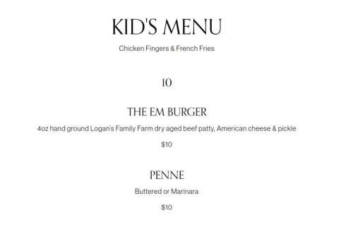 Emerson's menu in Pittsburgh, Pennsylvania, USA