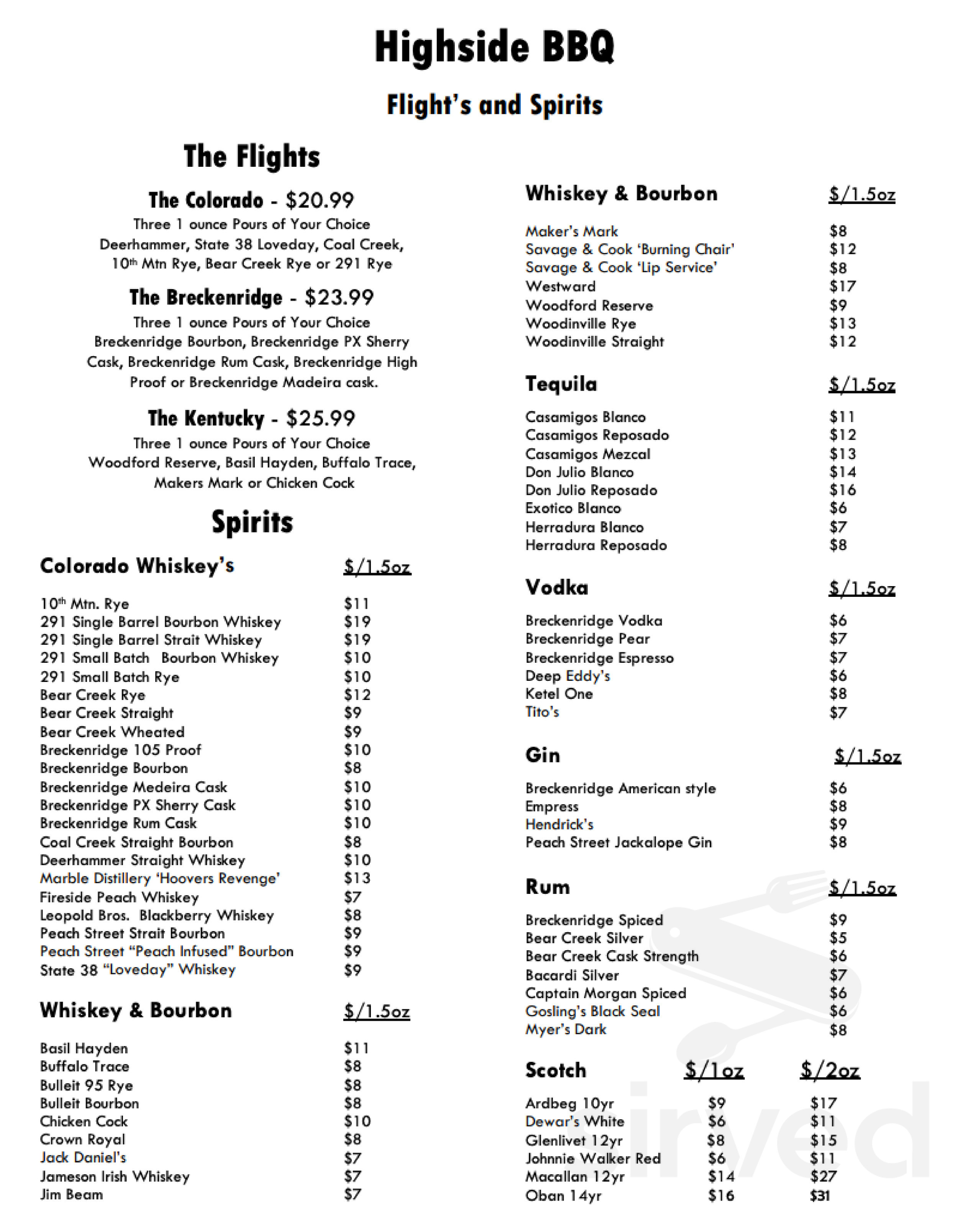 Highside Brewing - Fairplay menus in Fairplay, Colorado, United States