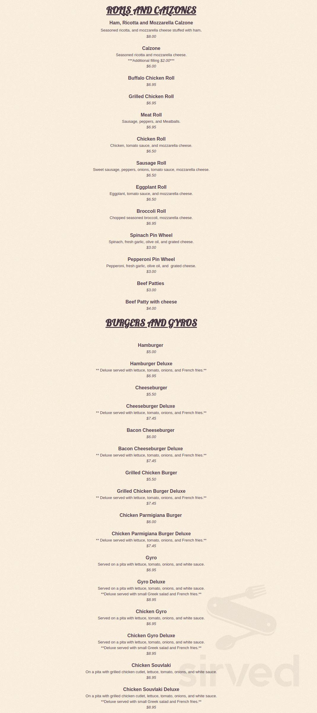 Menu - Carle Place NY's Gino's of Carle Place Pizzeria and Restaurant ...