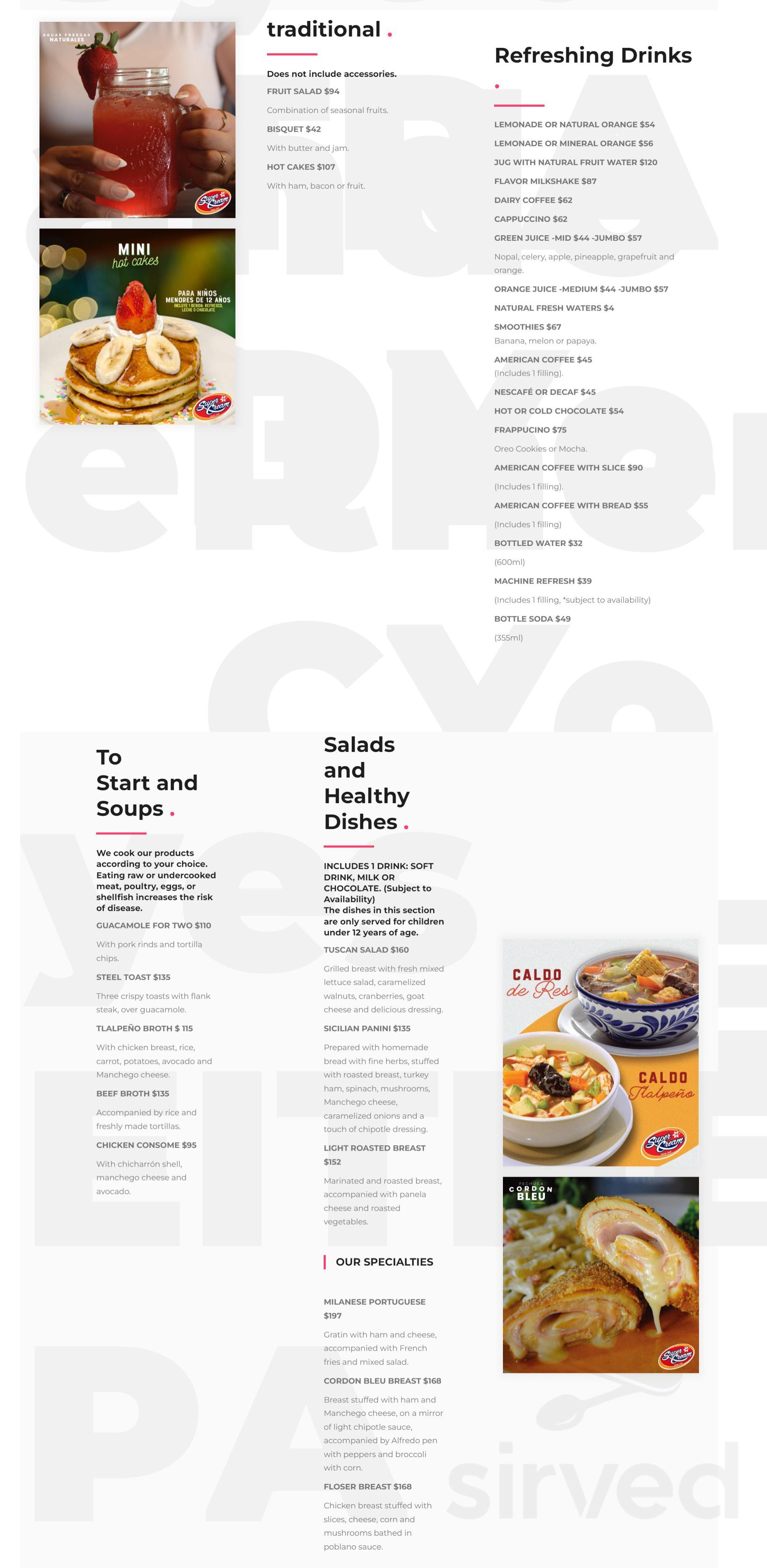 Menu for Super Cream in Brownsville, TX | Sirved