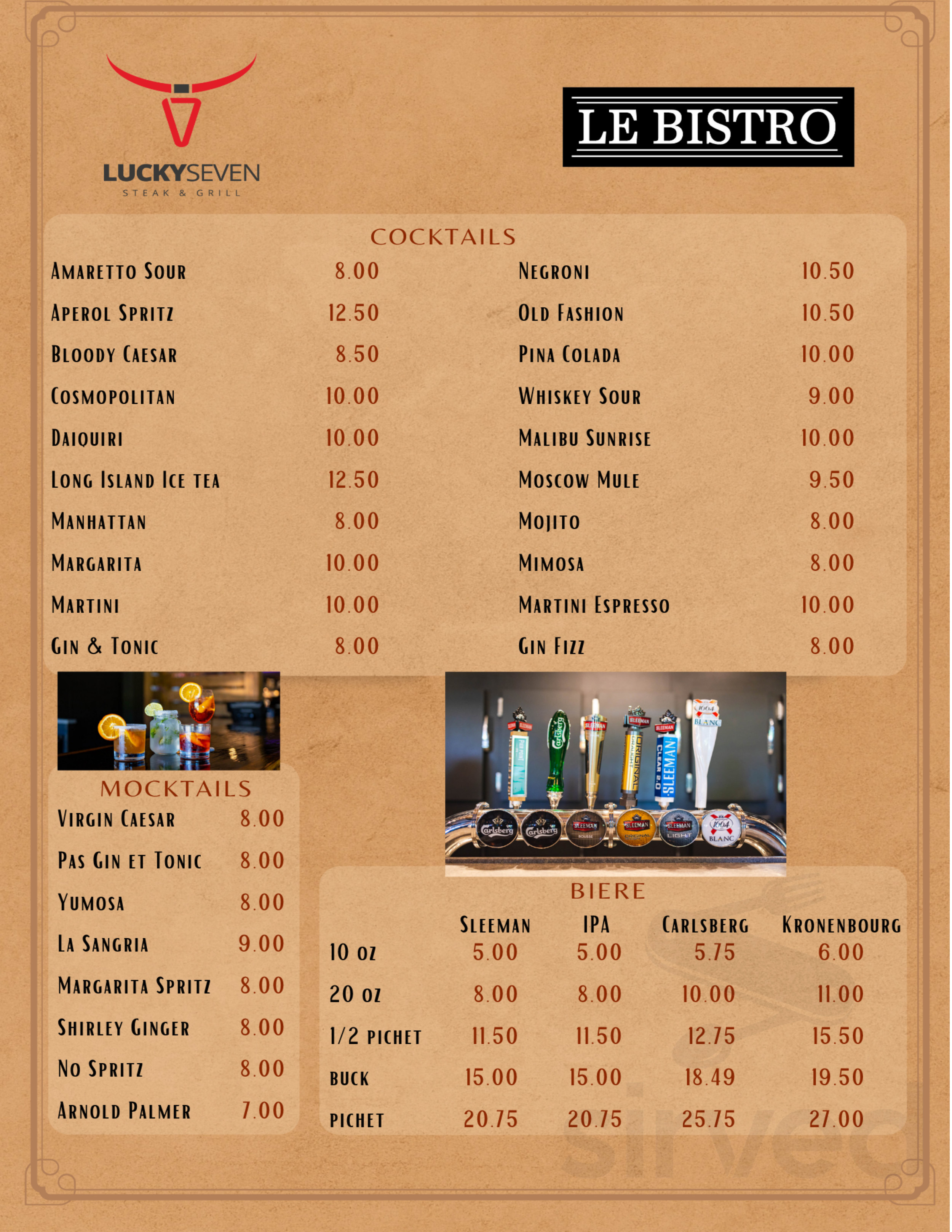 Restaurant Lucky Seven menus in Hemmingford, Quebec, Canada