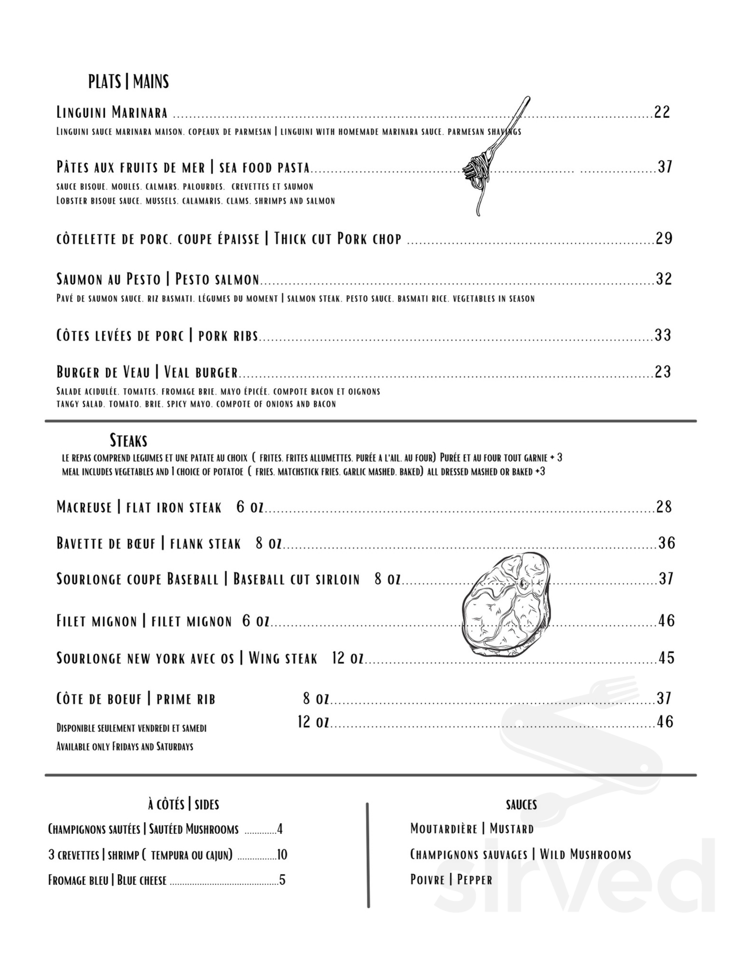 Restaurant Lucky Seven menus in Hemmingford, Quebec, Canada