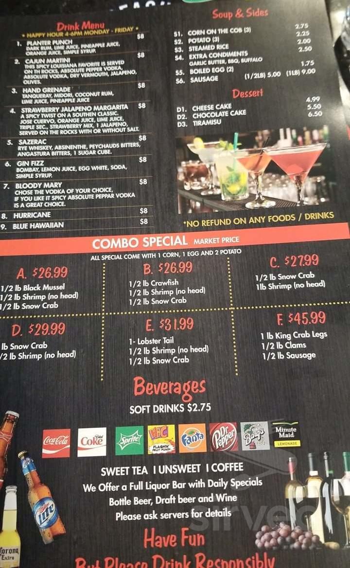 Ocean Treasures Cajun Seafood and Bar menu in Pittsburgh, Pennsylvania, USA