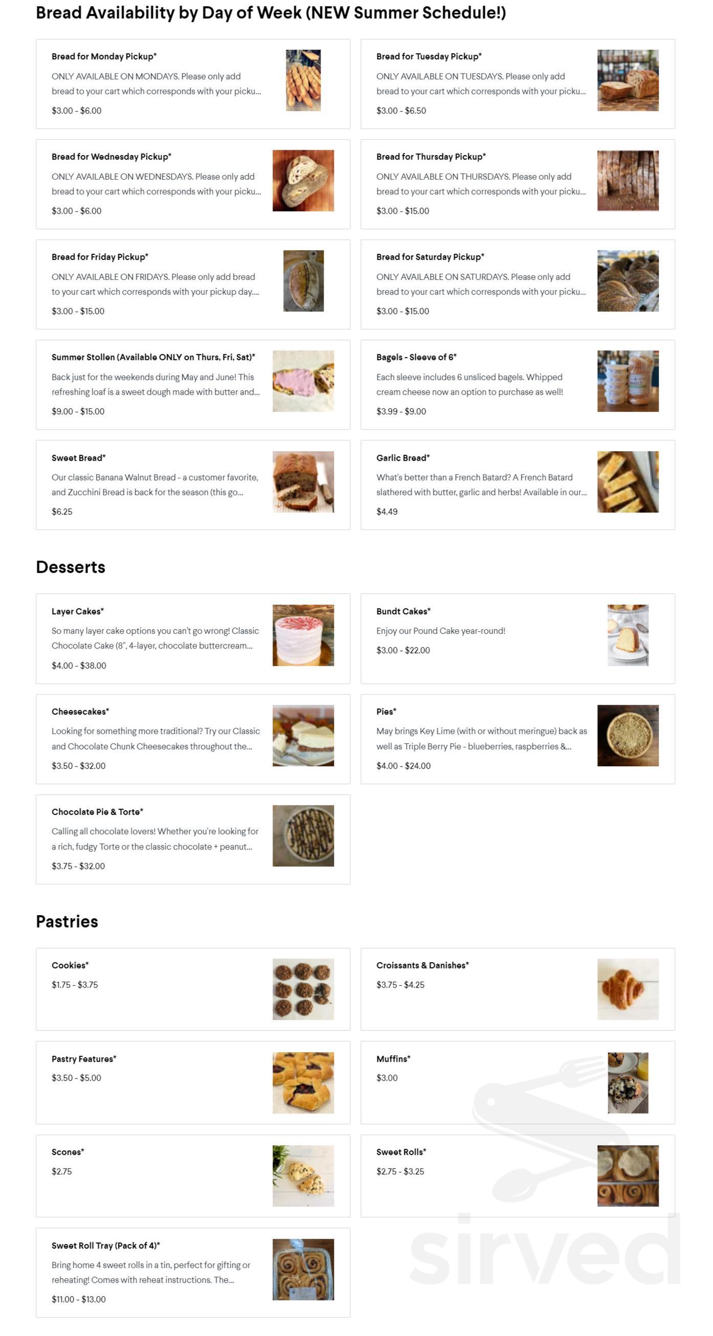 Stick Boy Bread Company menu in Boone, North Carolina, USA