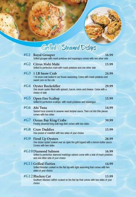 Ocean Bay Seafood menu in Jacksonville, North Carolina, USA