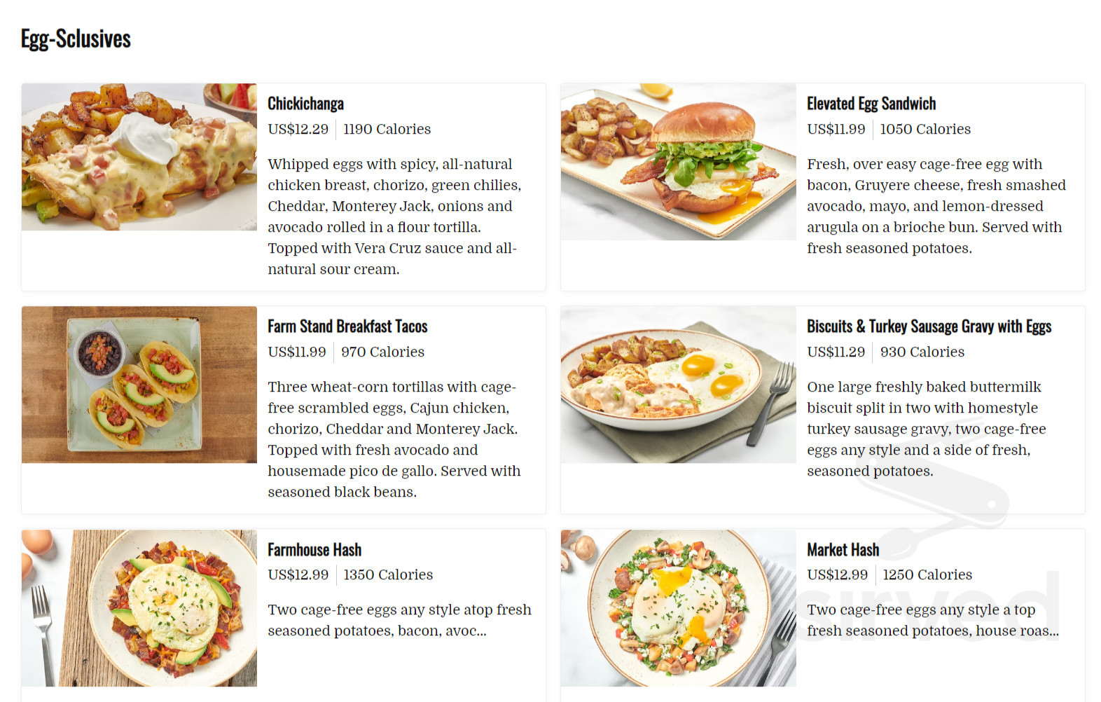 First Watch menu in Tampa, Florida, USA