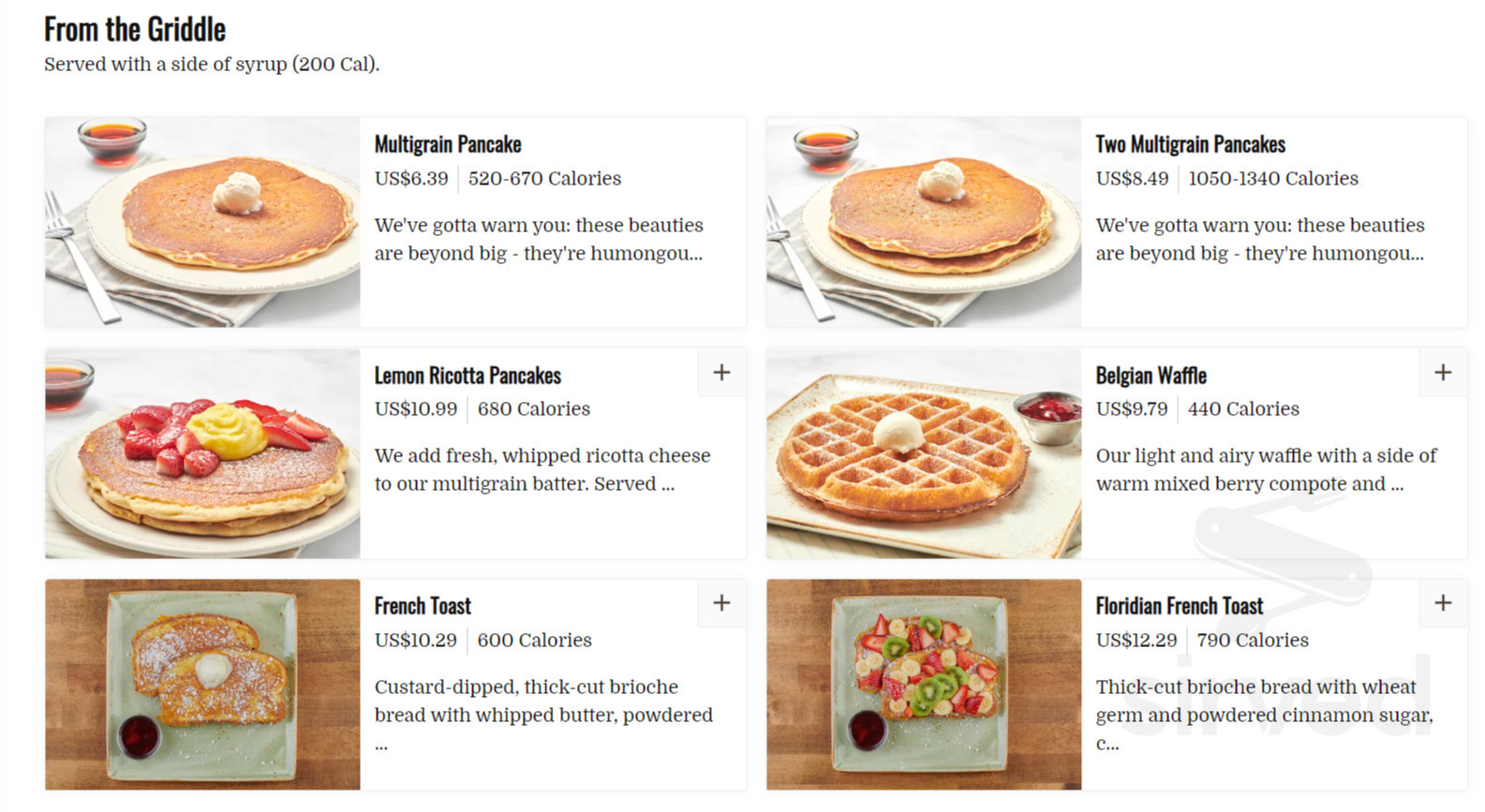 First Watch menu in Tampa, Florida, USA