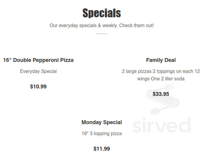 Back Door Pizza & More menu in Hockley, Texas, USA