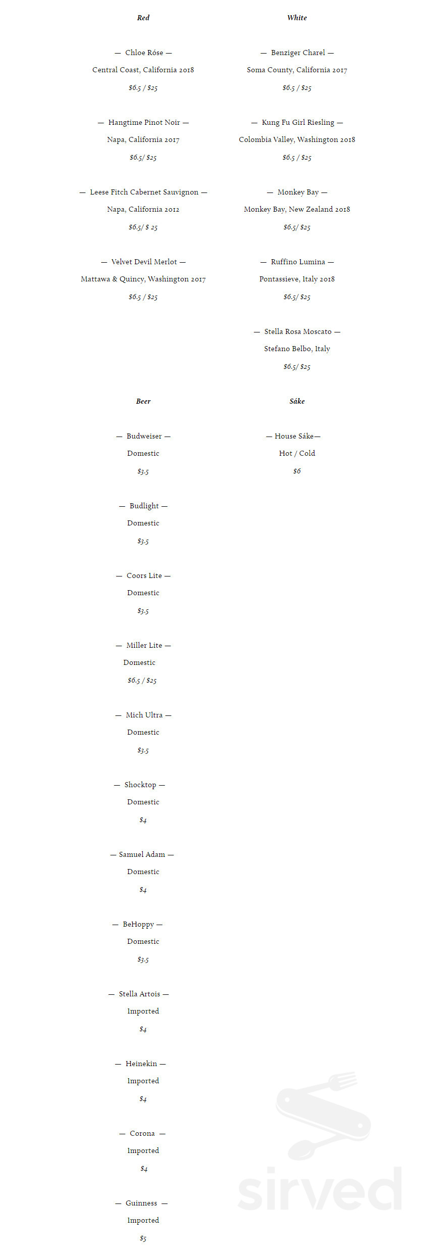 KIYOMI menu in Chicopee, Massachusetts, USA