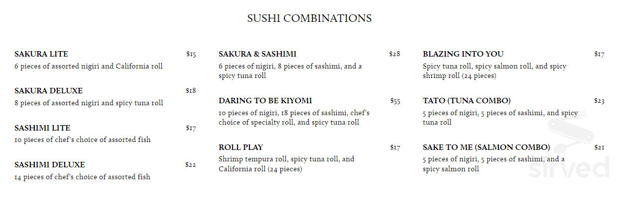 KIYOMI menu in Chicopee, Massachusetts, USA