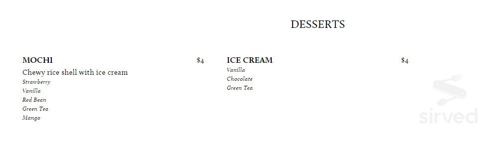 KIYOMI menu in Chicopee, Massachusetts, USA