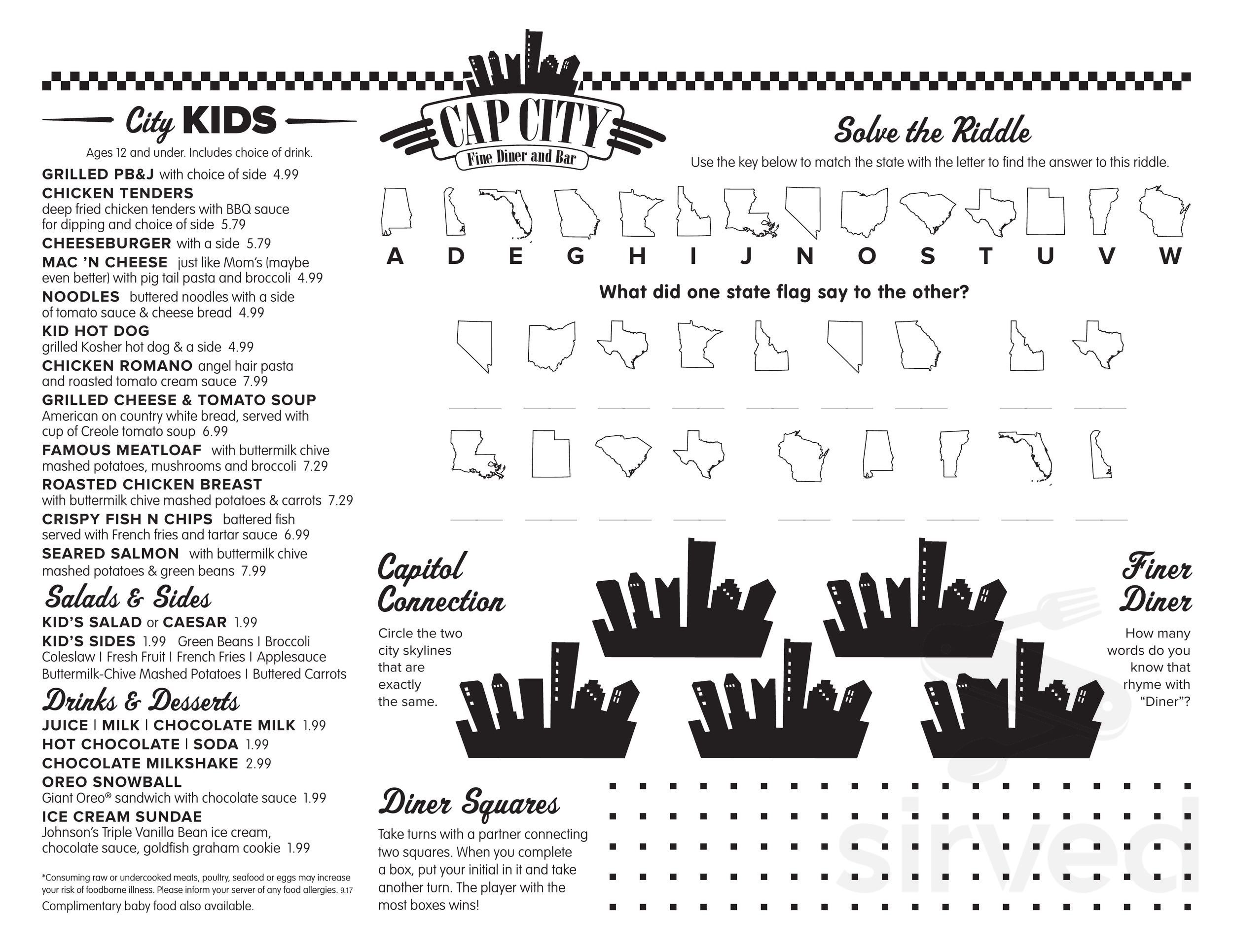 Cap City Fine Diner and Bar menu in Gahanna, Ohio, USA