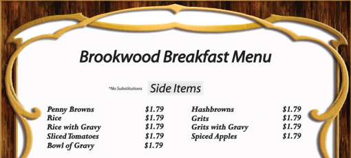 Menu for Brookwood Cafe & Catering in Maiden, NC | Sirved