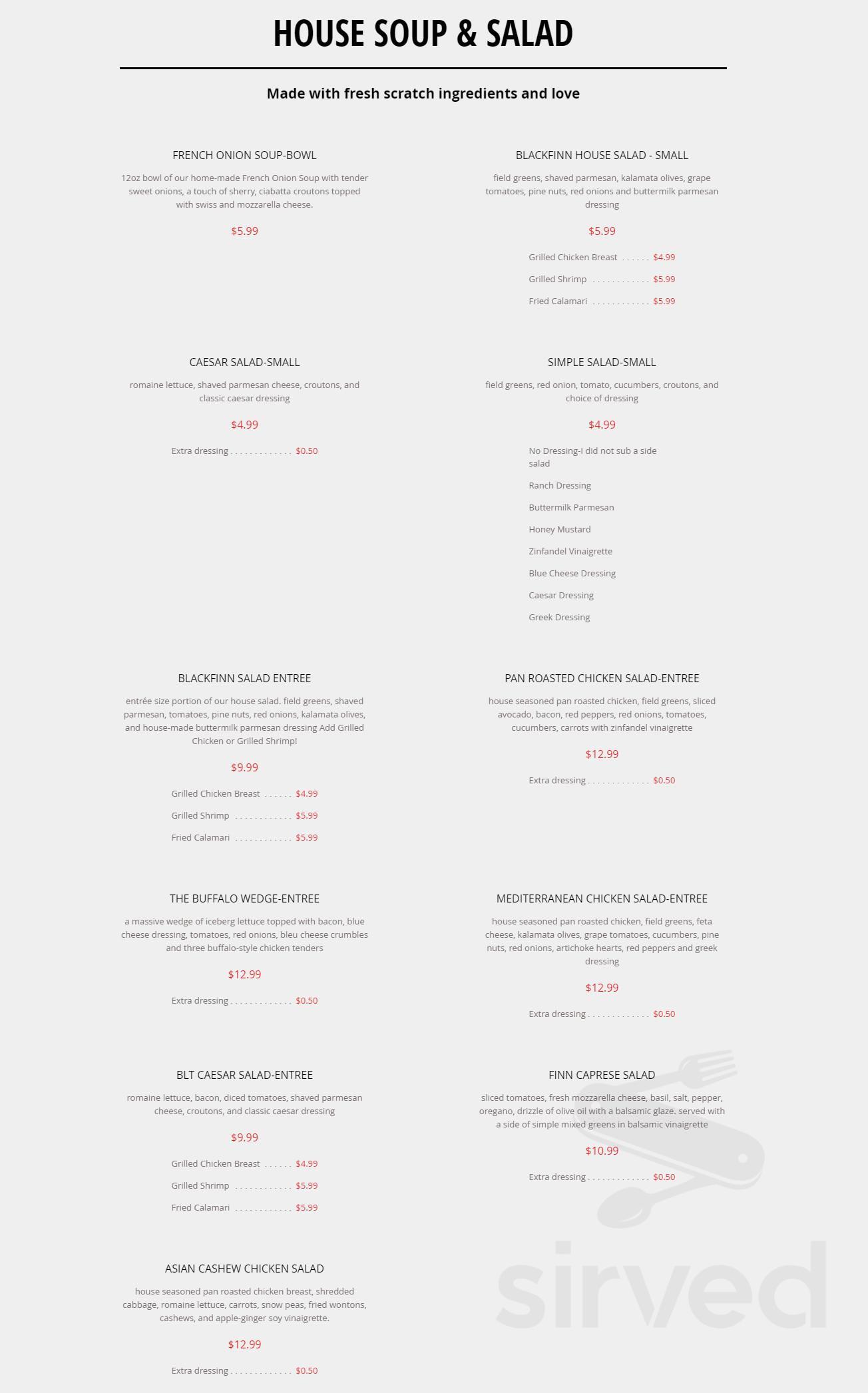 Blackfinn Ameripub Ballantyne menus in Charlotte, North Carolina ...