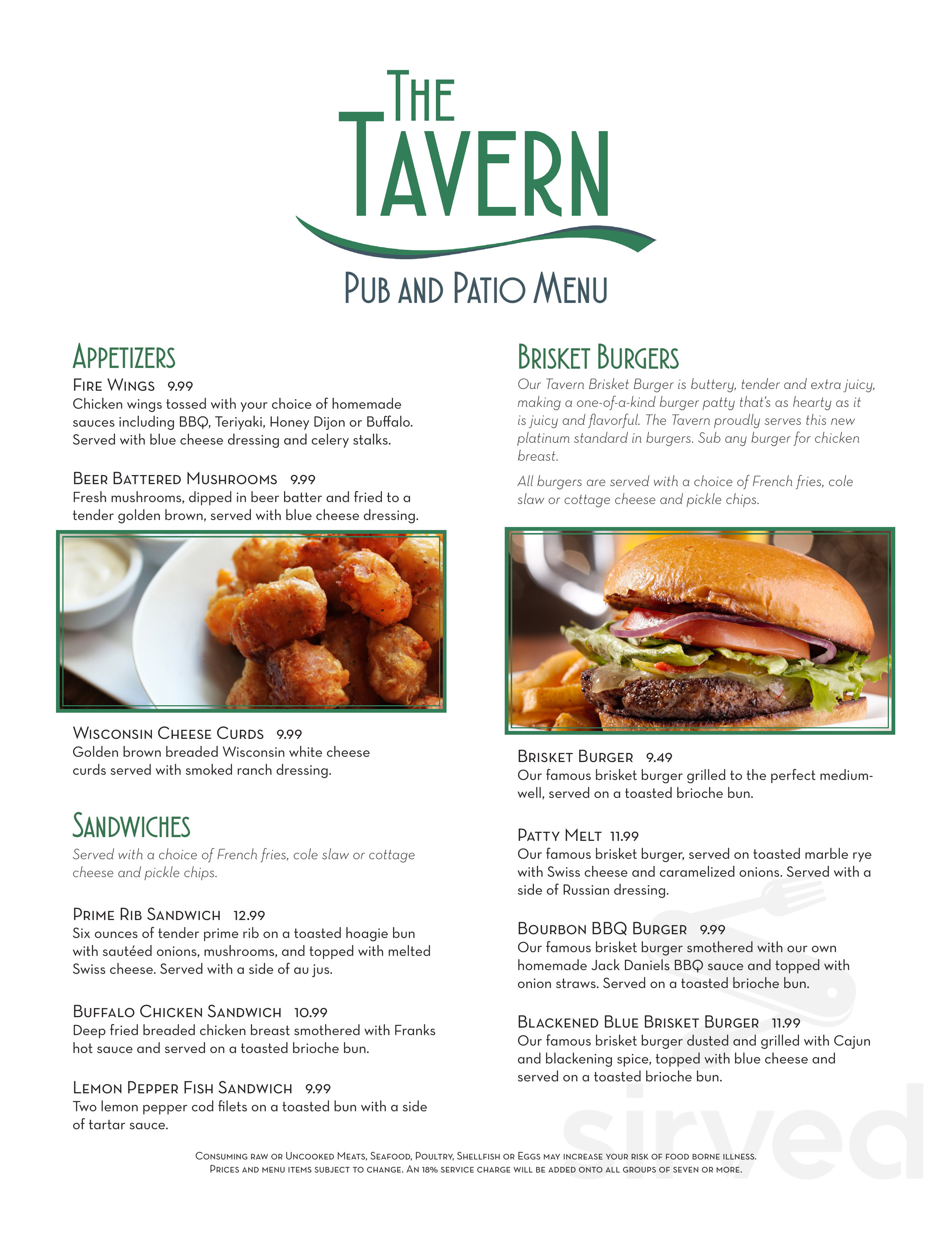 Menu - Wisconsin Dells WI's The Tavern Restaurant | Sirved