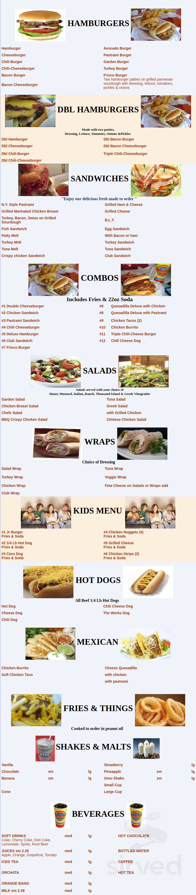 Tomboy's Famous Chiliburgers menu in Manhattan Beach, California, USA