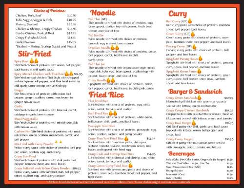 Crazy Thai Restaurant menu in Richmond, Virginia, USA