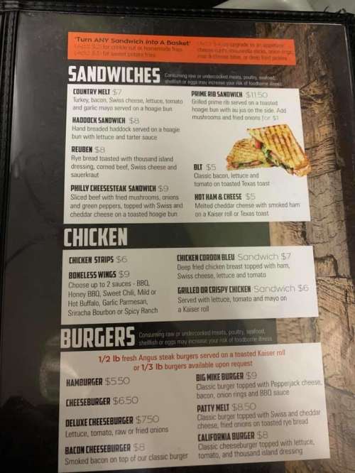 Blazers Bar & Grill menu in Tigerton, Wisconsin, USA