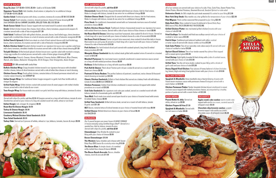 Ott's Tavern menu in Delran, New Jersey, USA