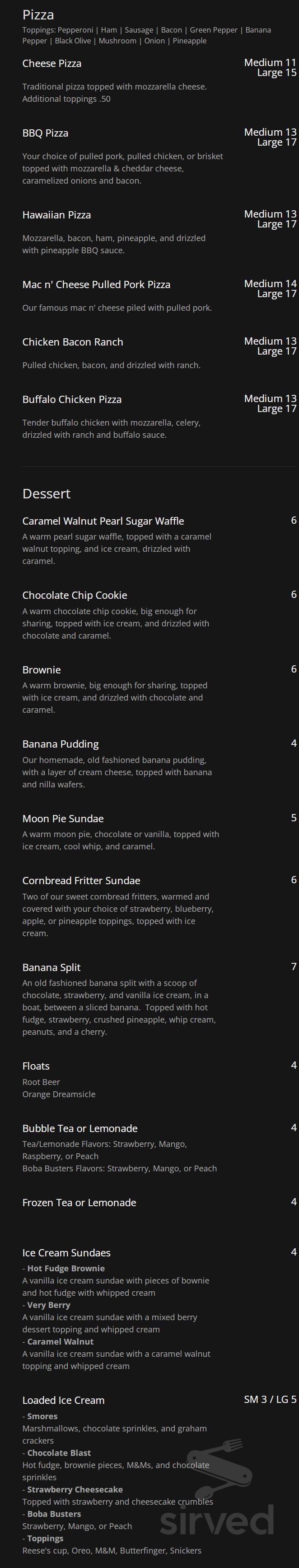 Bombshells & Ales menu in Ashland, Kentucky, USA