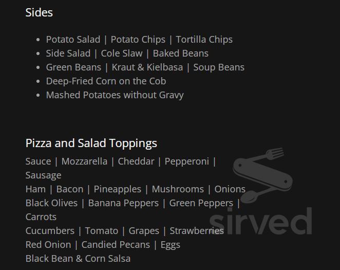 Bombshells & Ales menu in Ashland, Kentucky, USA