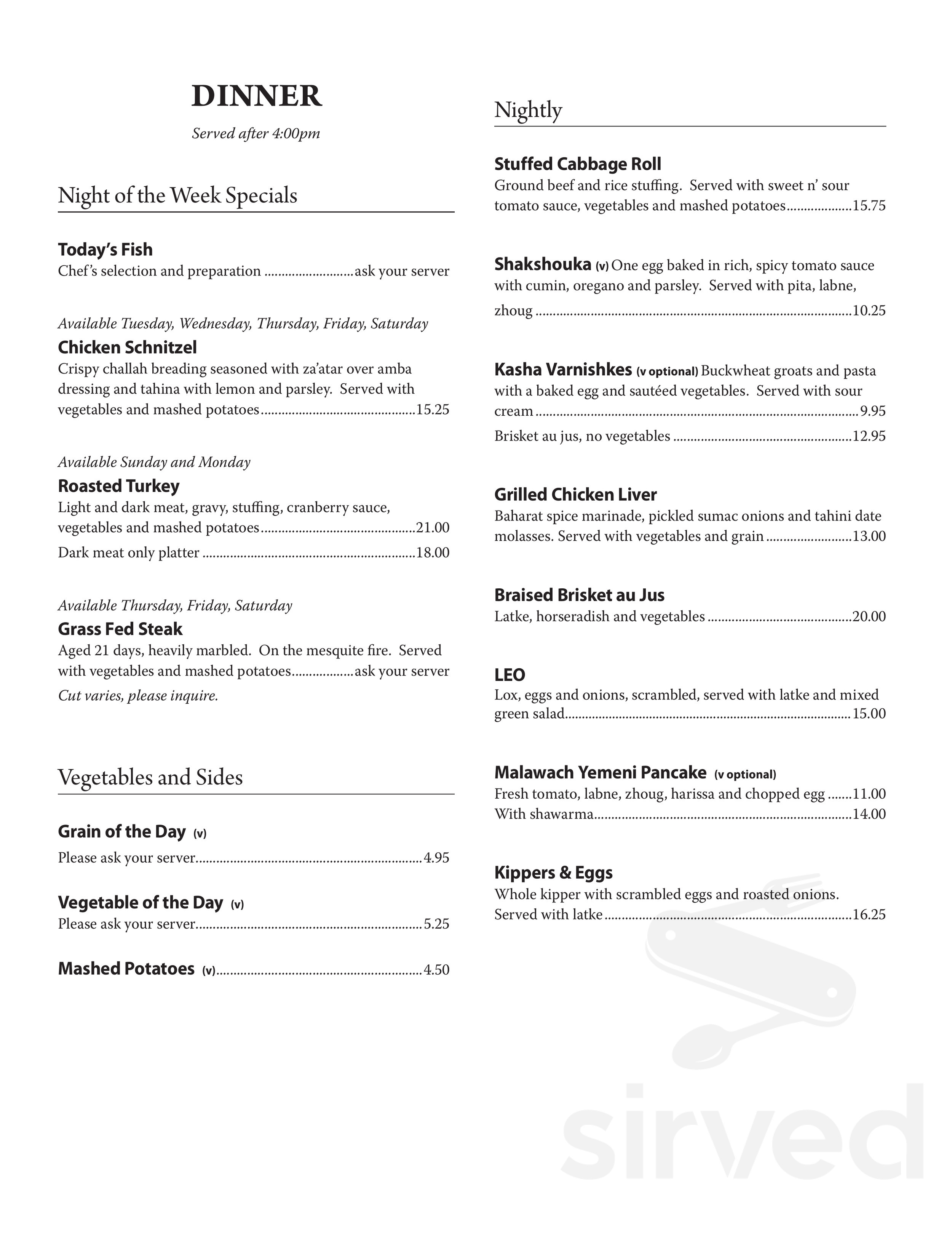 Menu - Berkeley CA's Saul's Restaurant & Delicatessen | Sirved