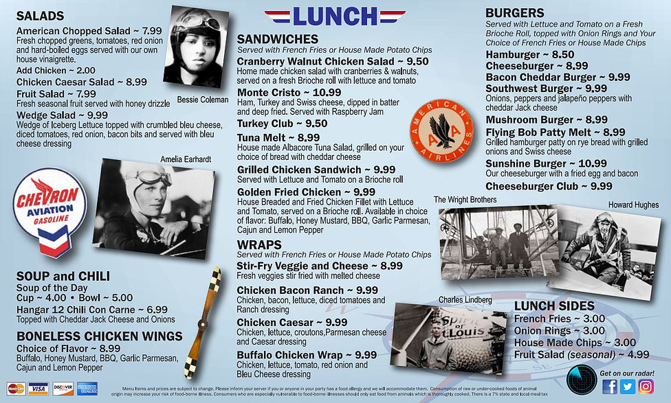 Menu for Hangar 12 Restaurant in Mansfield, MA | Sirved