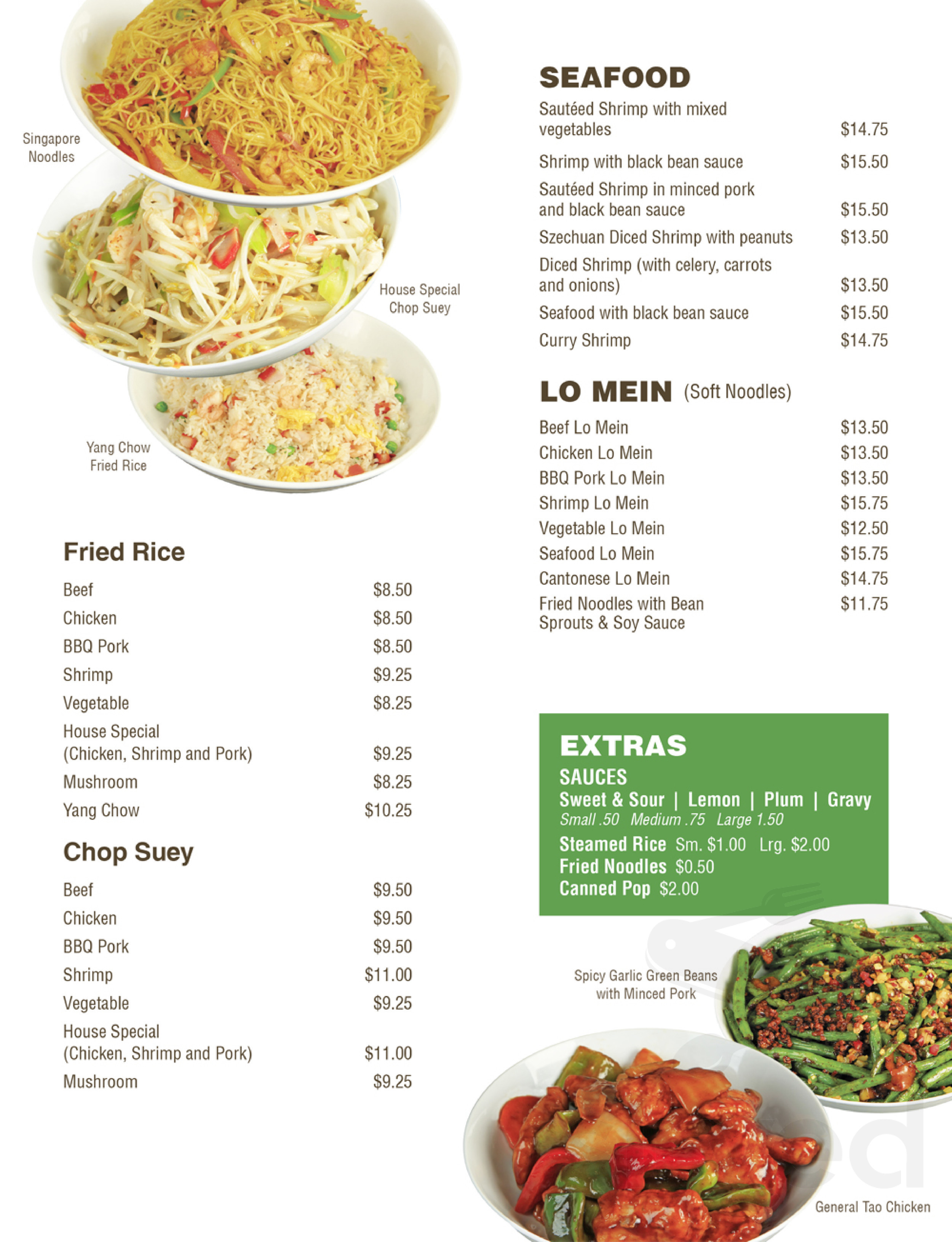 Bamboo Chinese Eatery menu in Windsor, Ontario, Canada