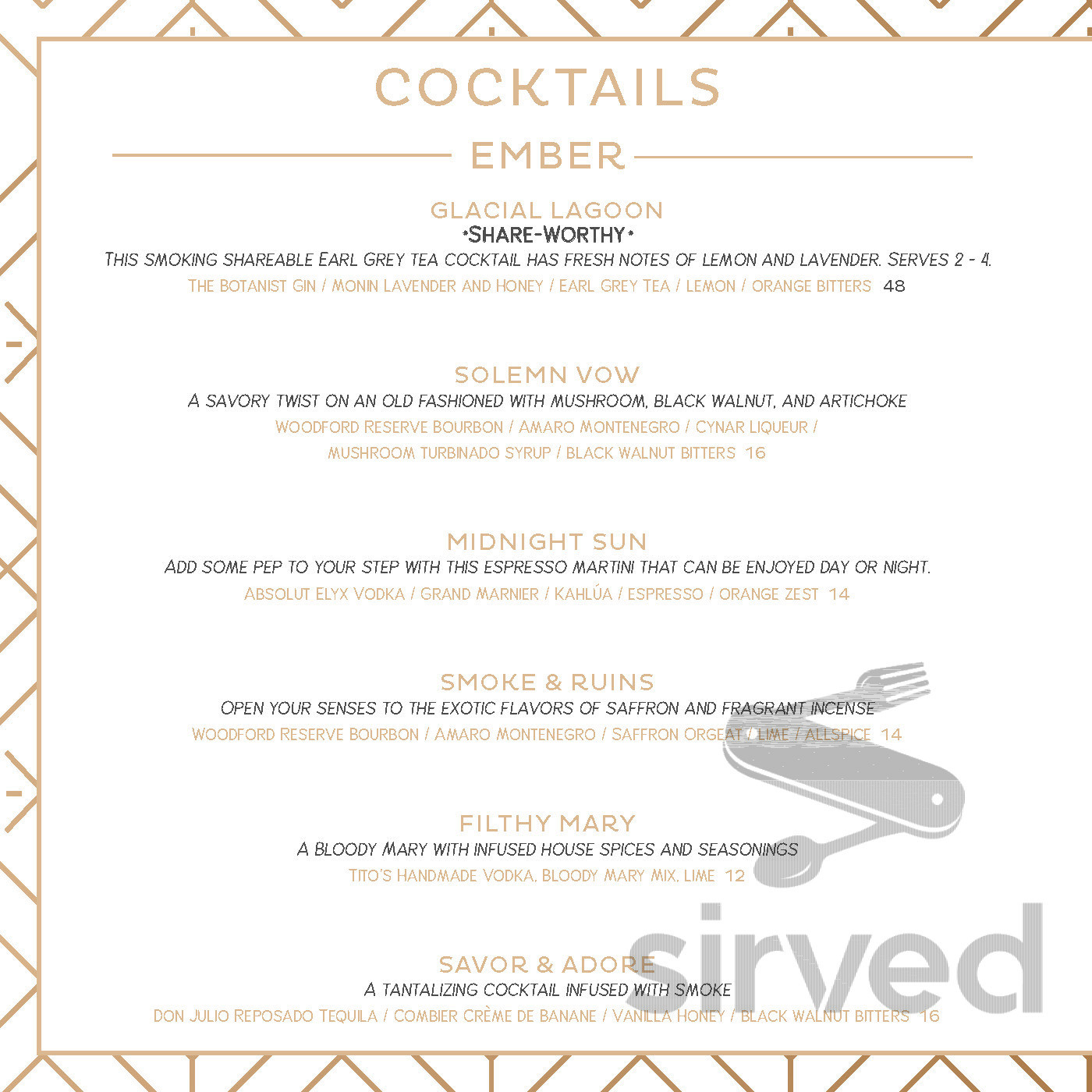 Menu - Eagan MN's Ember & Ice | Sirved