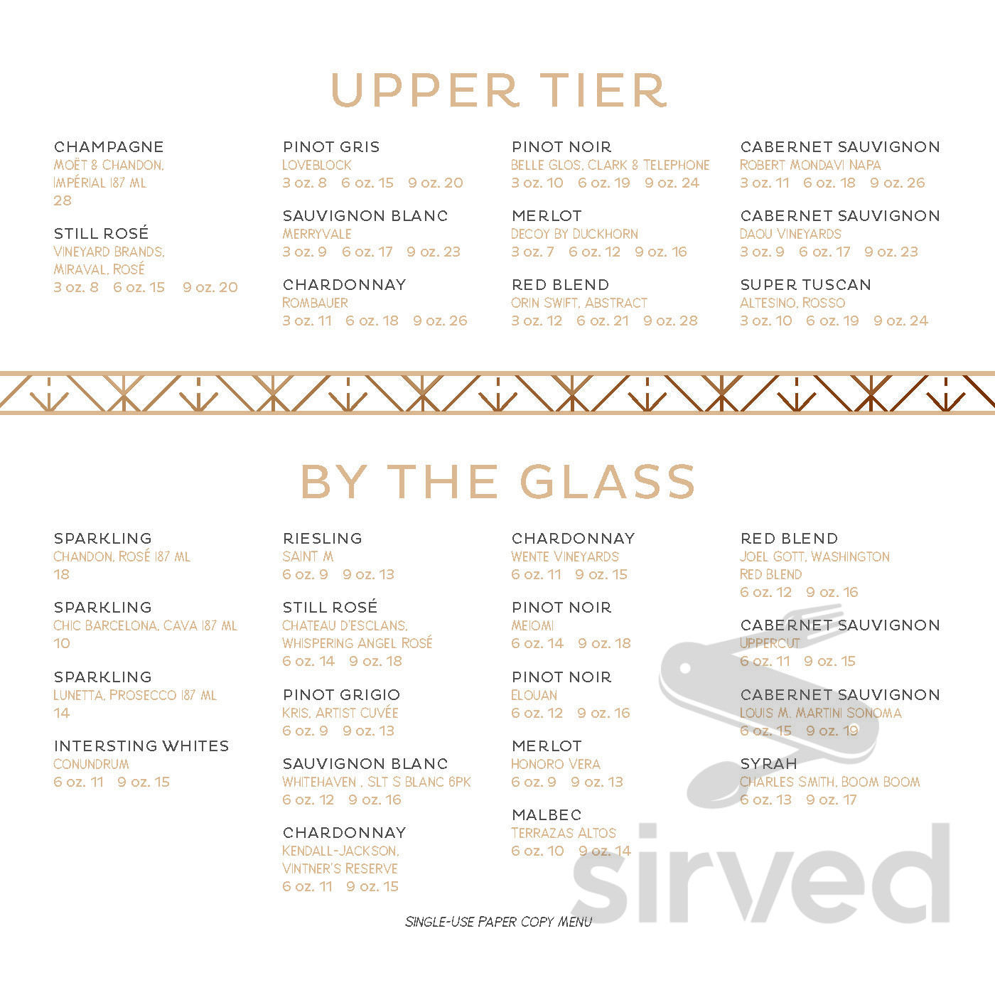 Ember & Ice menu in Eagan, Minnesota, USA