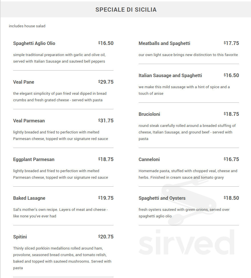 Sal & Judy's menus in Lacombe, Louisiana, United States