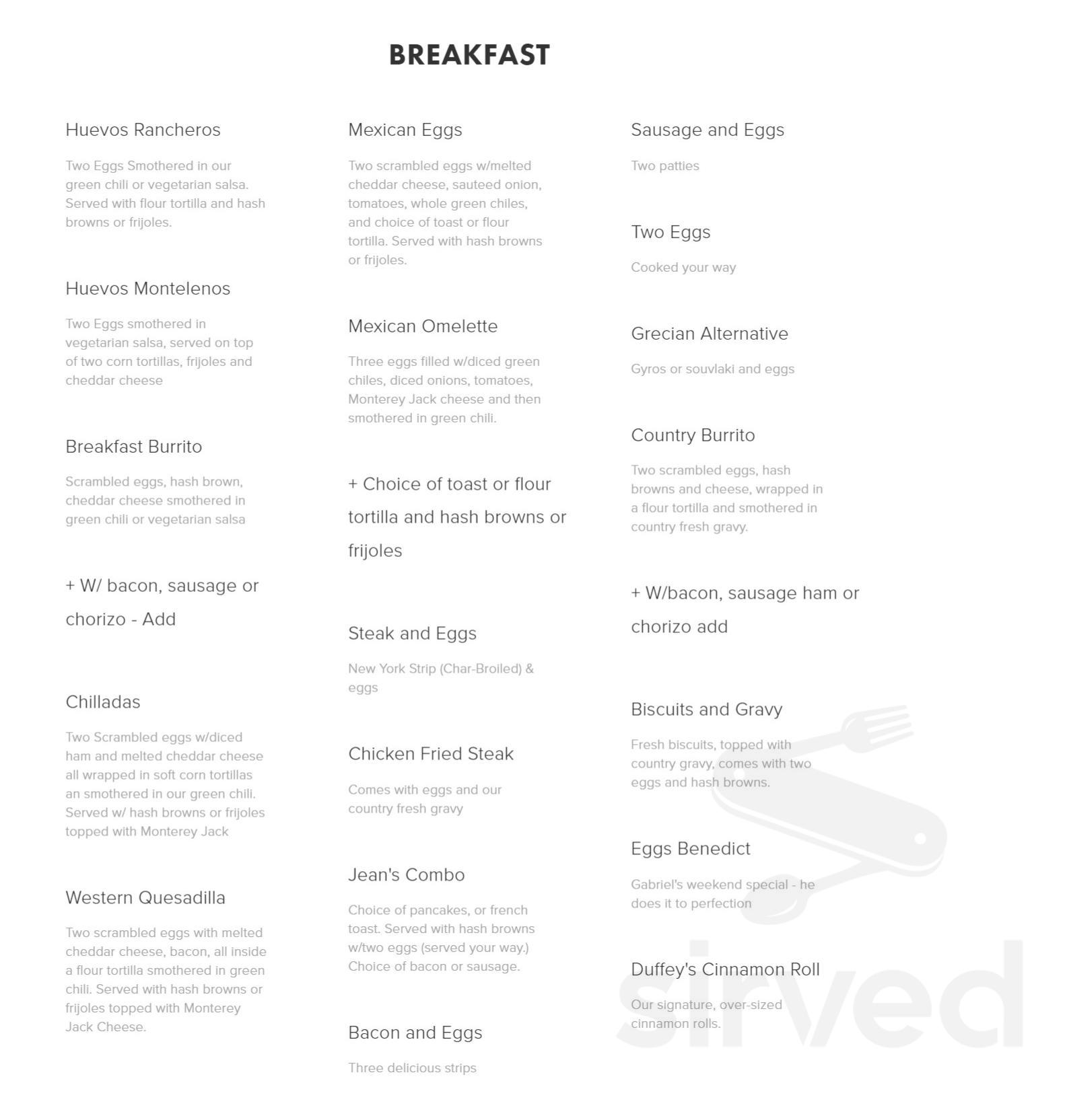 Pegasus Restaurant menu in Castle Rock, Colorado, USA