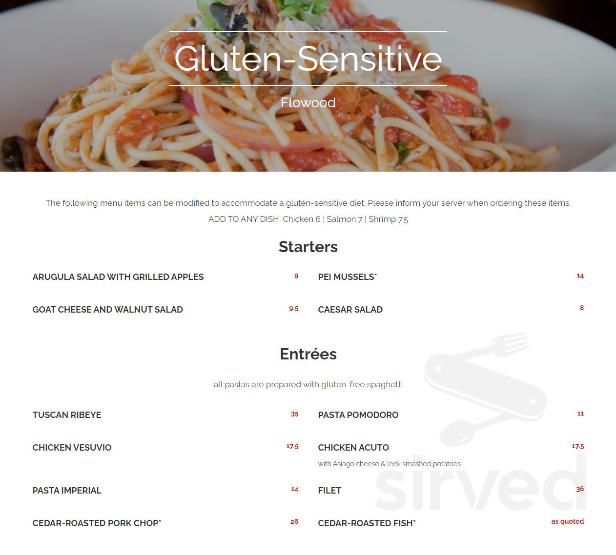 Menu - Nashville TN's Amerigo Italian Restaurant | Sirved