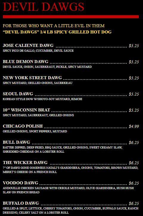 Devil Dawgs Wicker Park menu in Chicago, Illinois, USA