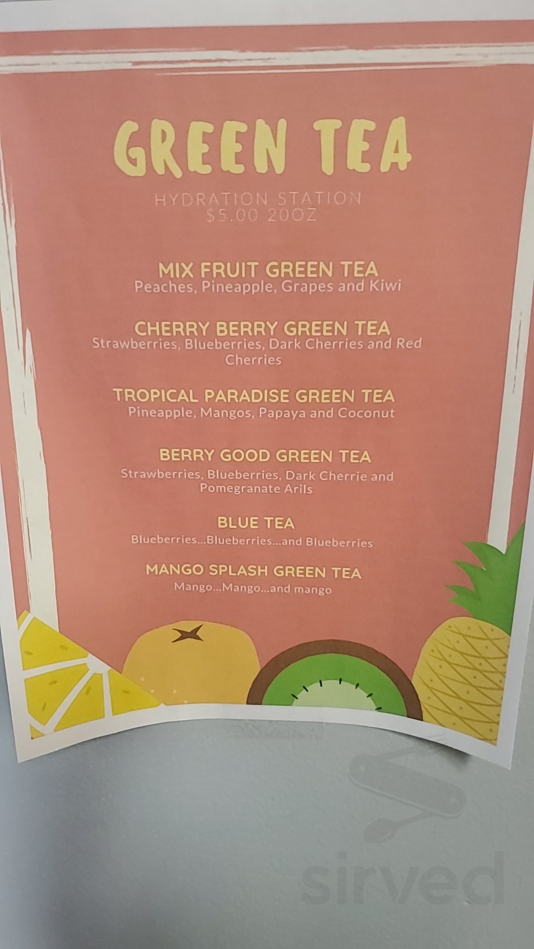 Menu - Long Beach MS's Hydration Station | Sirved