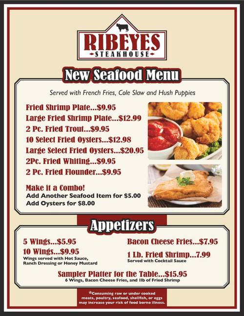 Ribeyes Steakhouse menu in Henderson, North Carolina, USA
