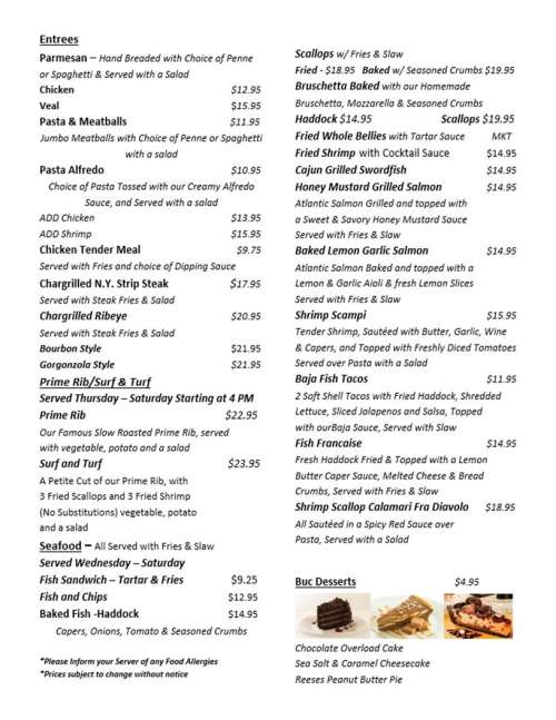 Buccaneer Lounge menu in Agawam, Massachusetts, USA