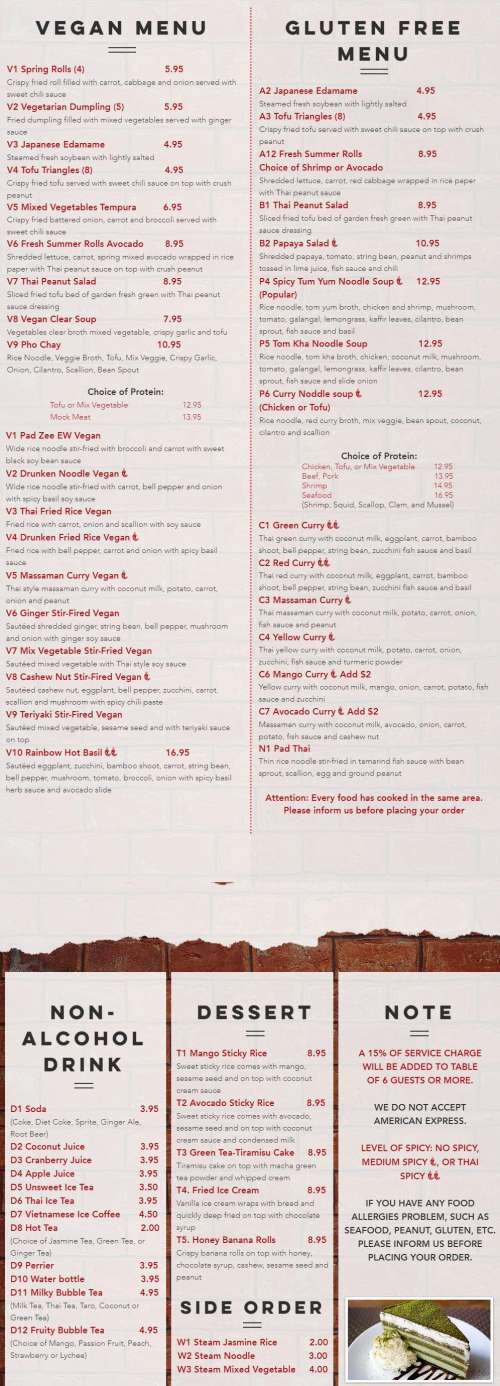 Thai 9 Lincoln NH menu in Lincoln, New Hampshire, USA