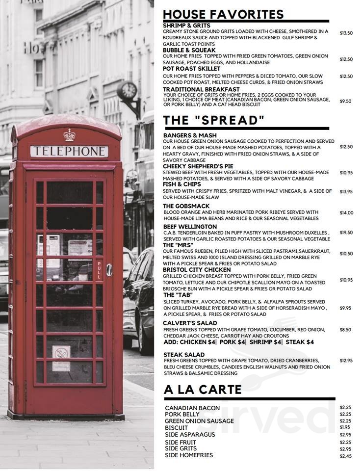 Calvert's in the Heights menus in Pensacola, Florida, United States