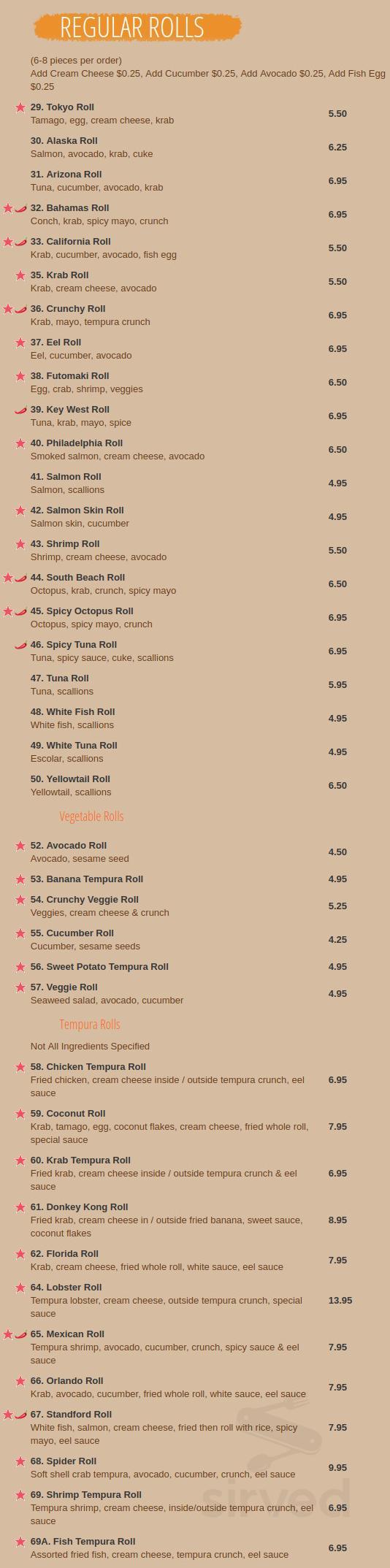 Menu - Tavares FL's Japan Express | Sirved