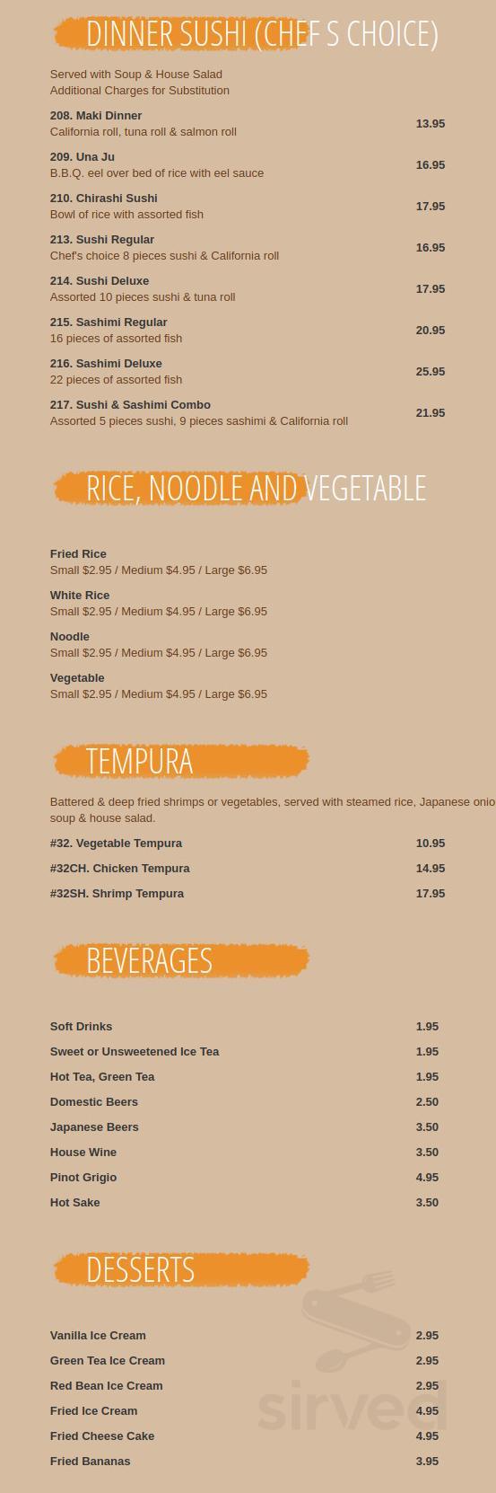 Menu - Tavares FL's Japan Express | Sirved