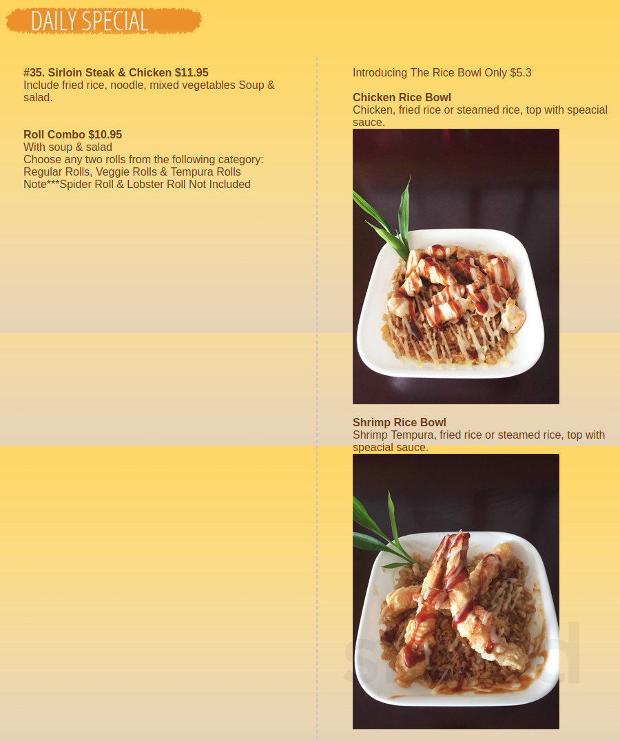 Japan Express menu in Tavares, Florida, USA