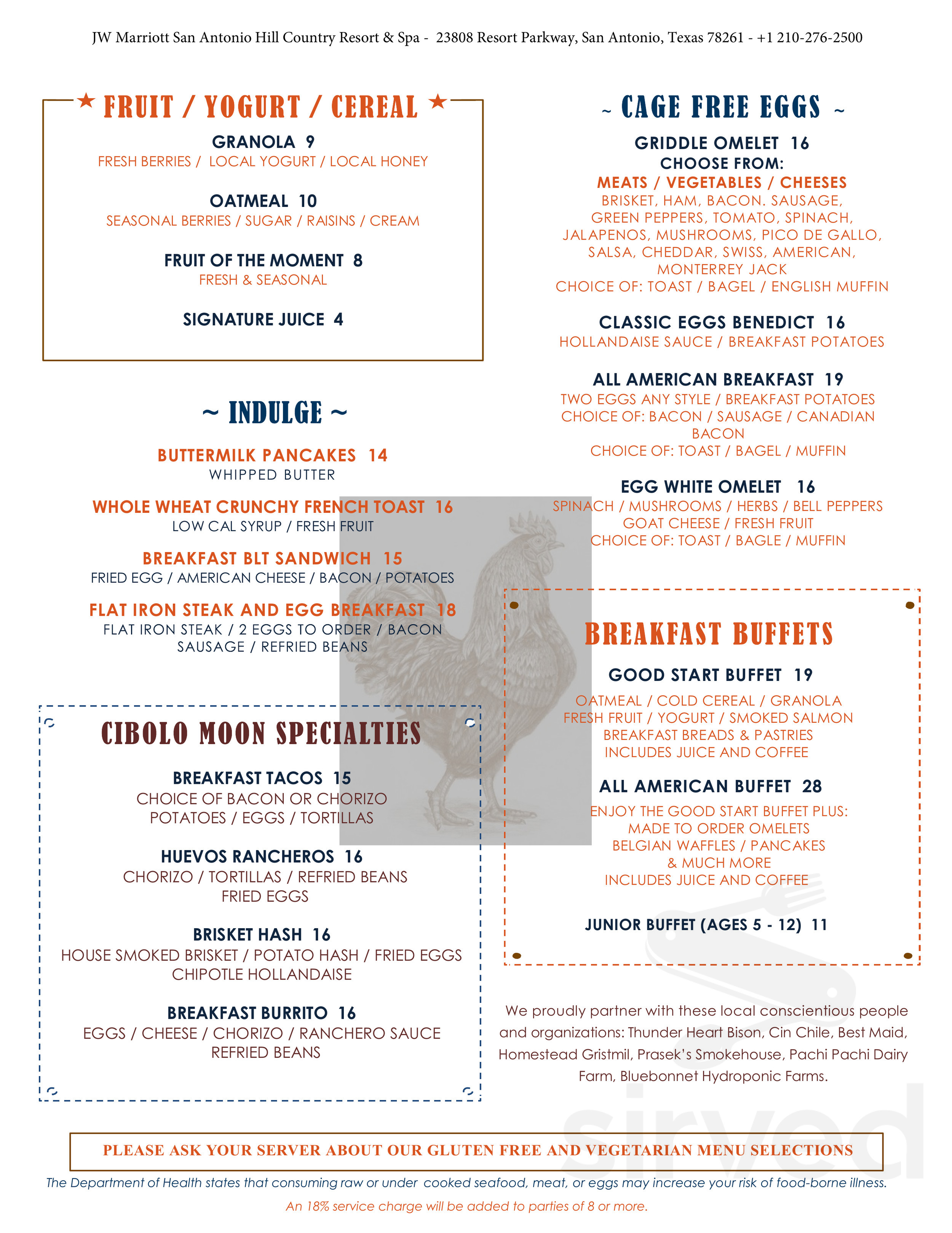 Cibolo Moon menu in San Antonio, Texas, USA