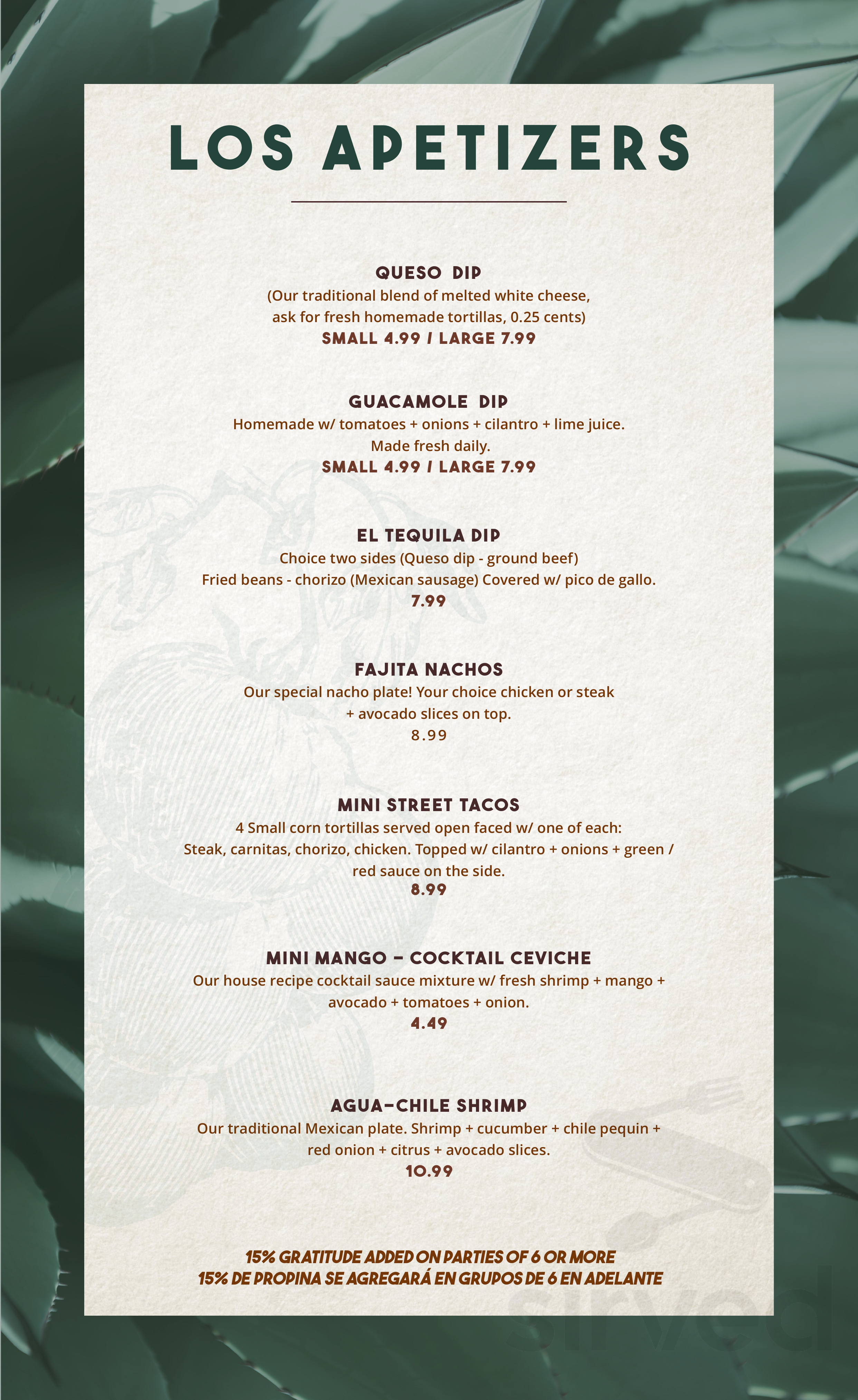 Casa Tequila Mexican Kitchen menu in Tulsa, Oklahoma, USA