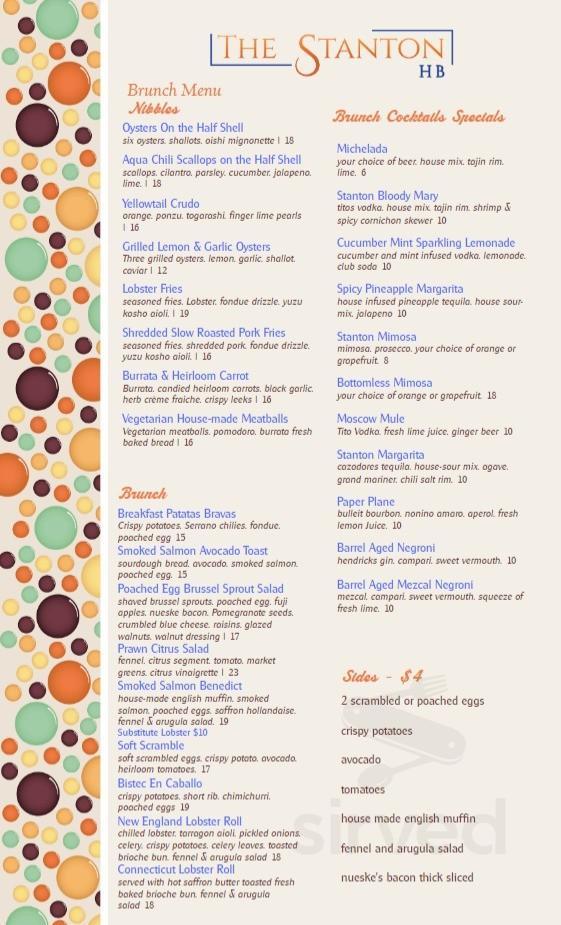 The Stanton HB menu in Hermosa Beach, California, USA