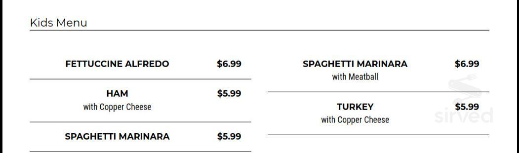 Suraci's Italian Cafe menu in Forty Fort, Pennsylvania, USA