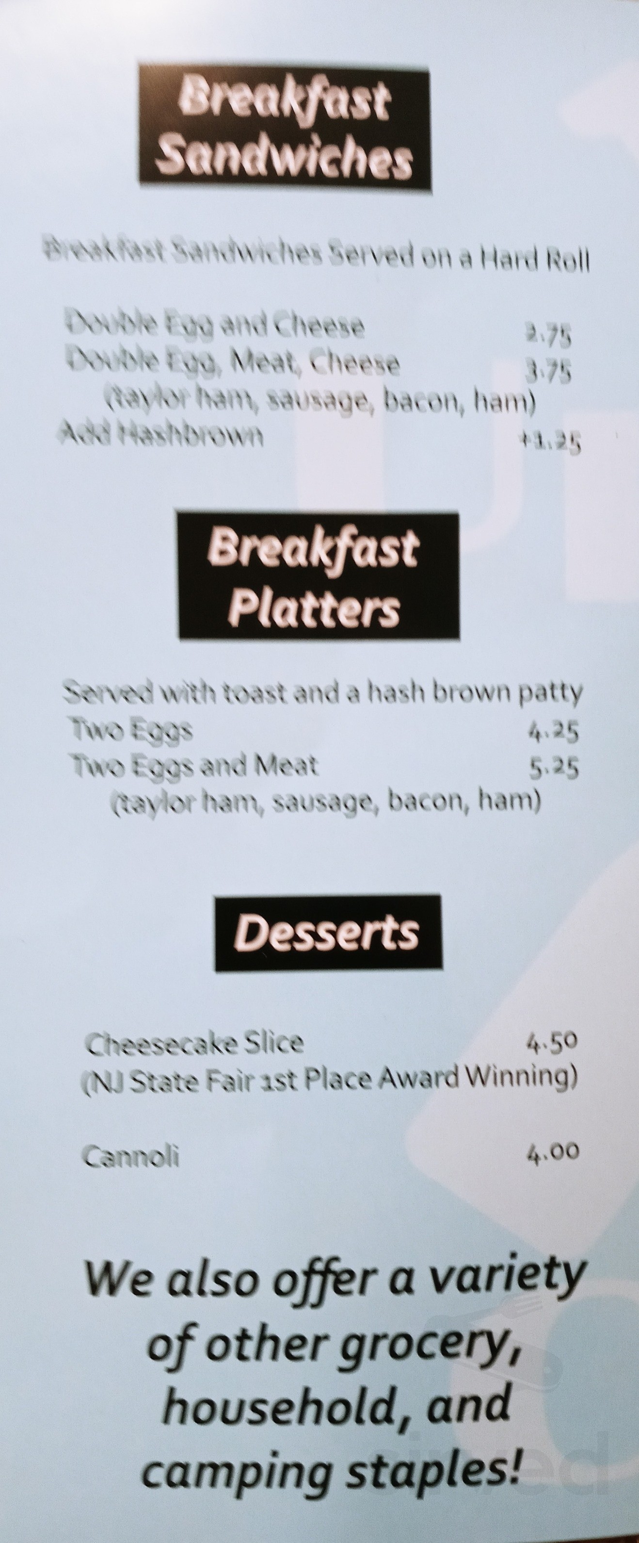 Menu - Wantage NJ's Up the creek cafe | Sirved