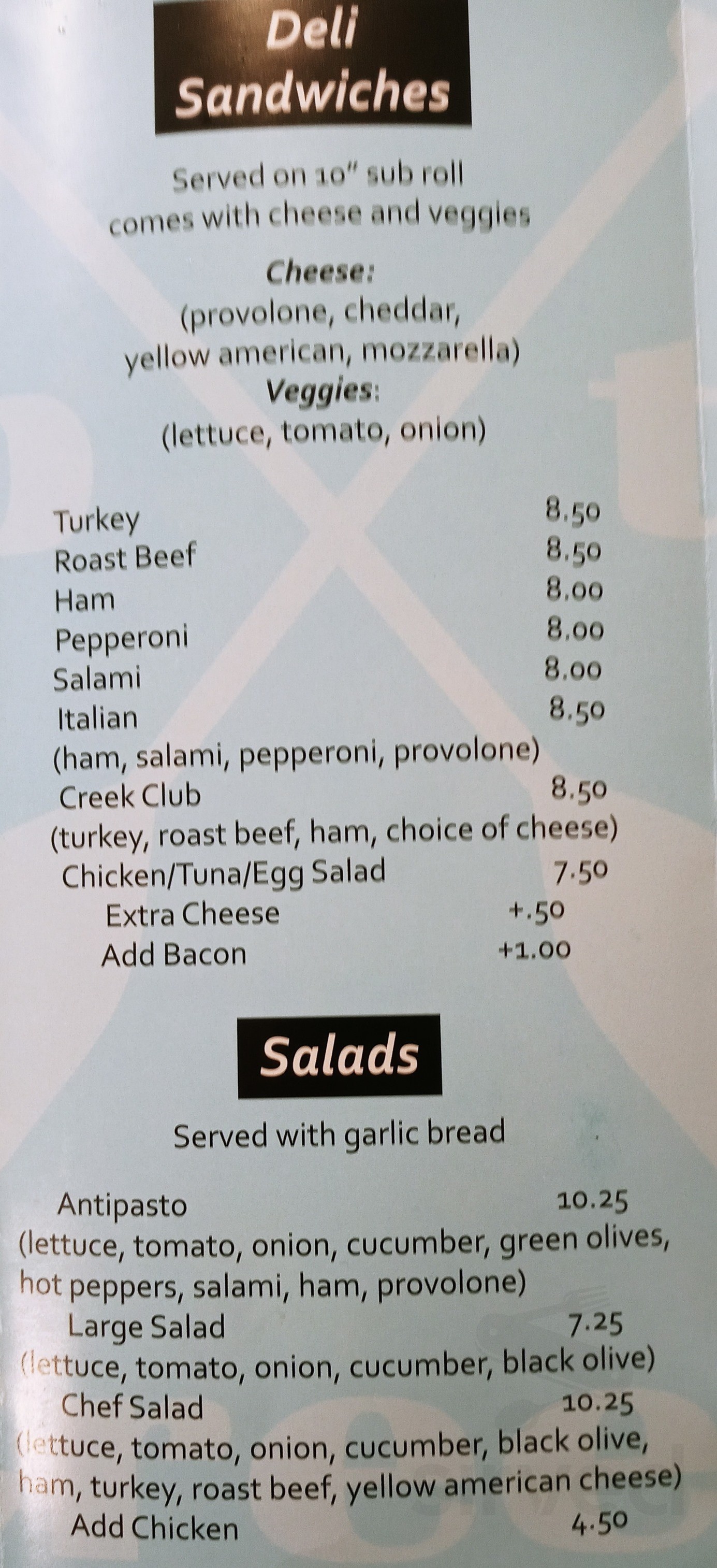 Menu - Wantage NJ's Up the creek cafe | Sirved